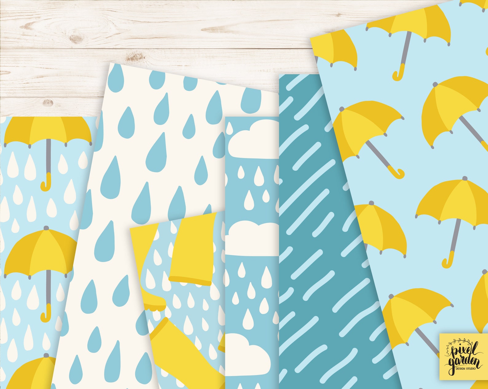 Rain Digital Paper. Raindrop, Umbrella, Could Patterns. Umbrellas ...