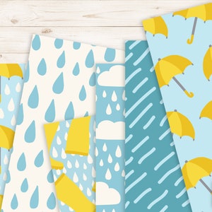Rain Digital Paper. Raindrop, Umbrella, Could Patterns. Umbrellas ...
