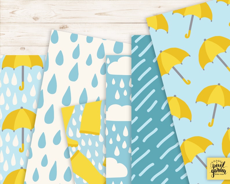 Rain Digital Paper. Raindrop Umbrella Could Patterns. - Etsy