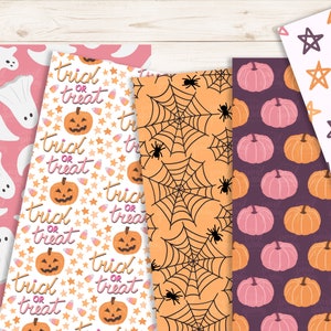 Cute Halloween Digital Paper. Hand Drawn Spooky Halloween Background ...