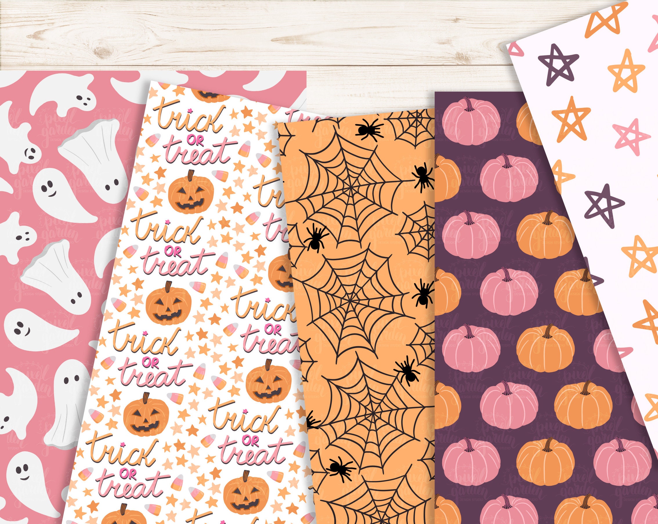 Cute Halloween Digital Paper. Hand Drawn Spooky Halloween Background ...