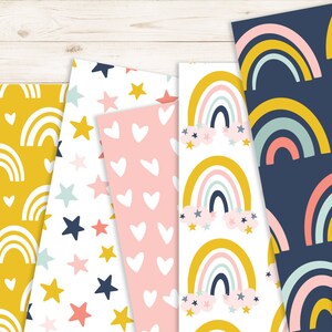 Rainbows Digital Paper. Hand Drawn Nursery Art. Boho Rainbow ...
