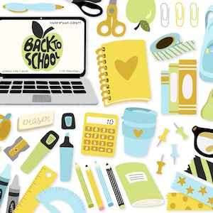 Back to School Clipart Set. Hand Drawn School Clipart. Blue Office ...