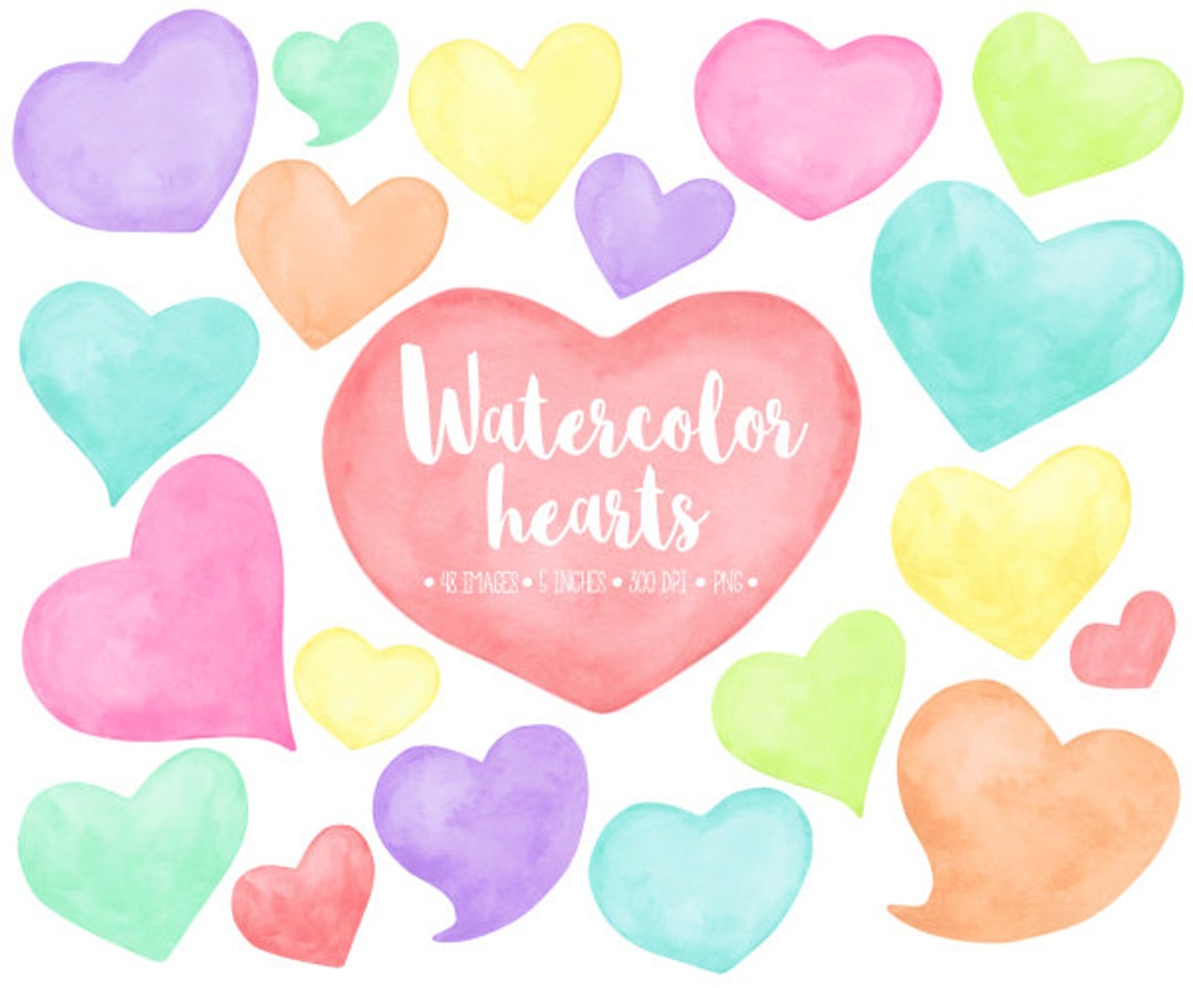 Watercolor Hearts Clipart. Hand Painted Heart Watercolour Clip Art ...