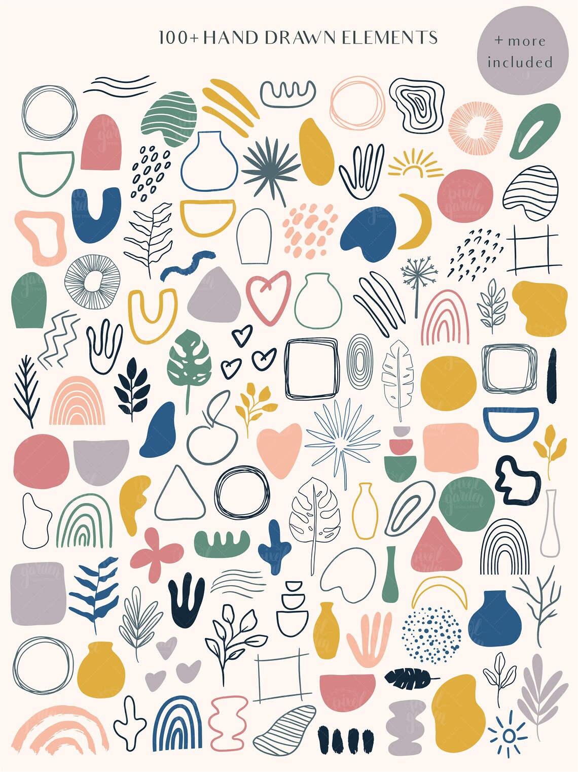 Abstract Boho Clip Art. Abstract Collage Element Clipart. - Etsy