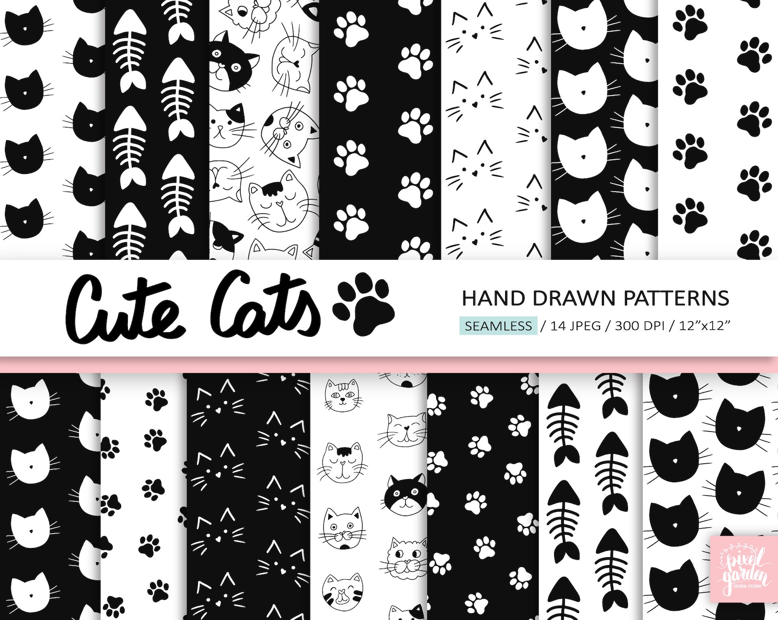 Cute Cats Digital Paper. Seamless Cat Digital Pattern. Cat - Etsy