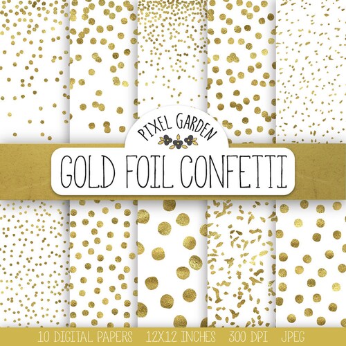 Gold Glitter Confetti Digital Paper. Gold Metallic Dot - Etsy