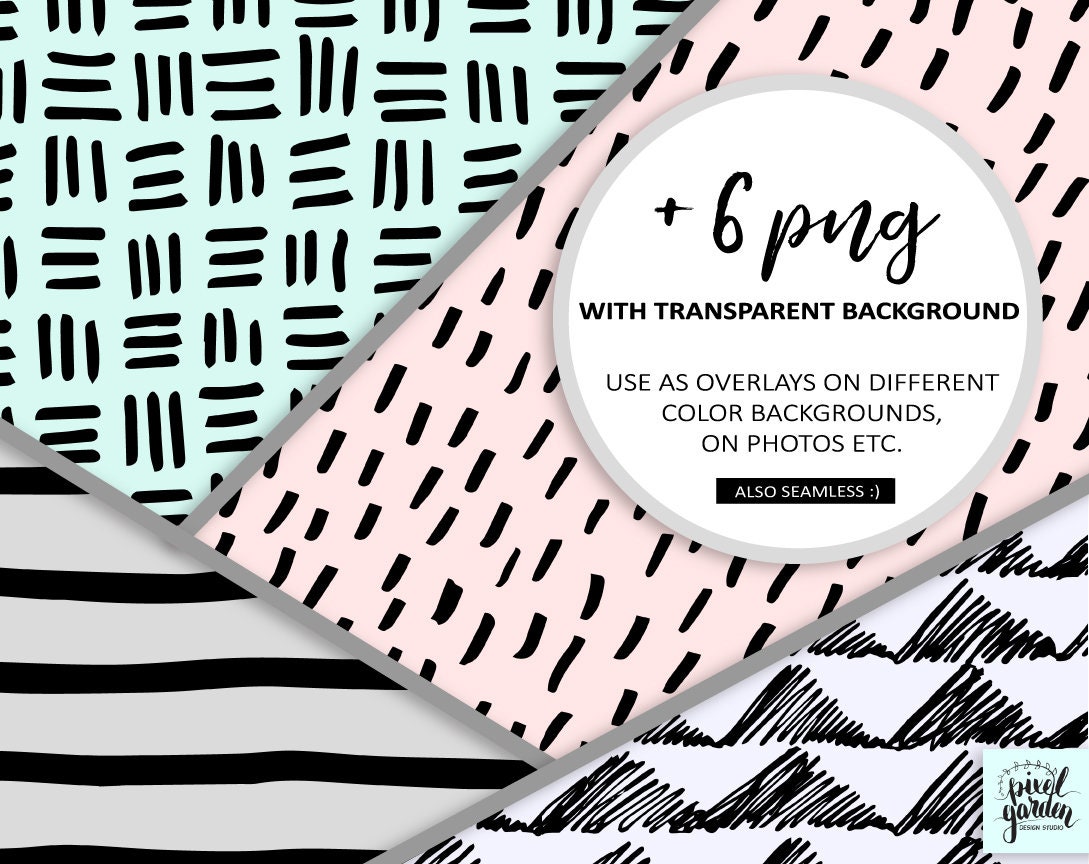 Black, White Scandinavian Digital Paper. Minimalist Doodle Patterns ...