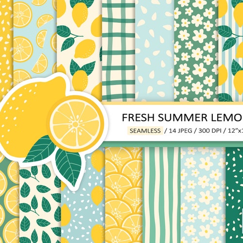 Summer Lemon Digital Paper. Seamless Lemon Pattern. Lemon and - Etsy