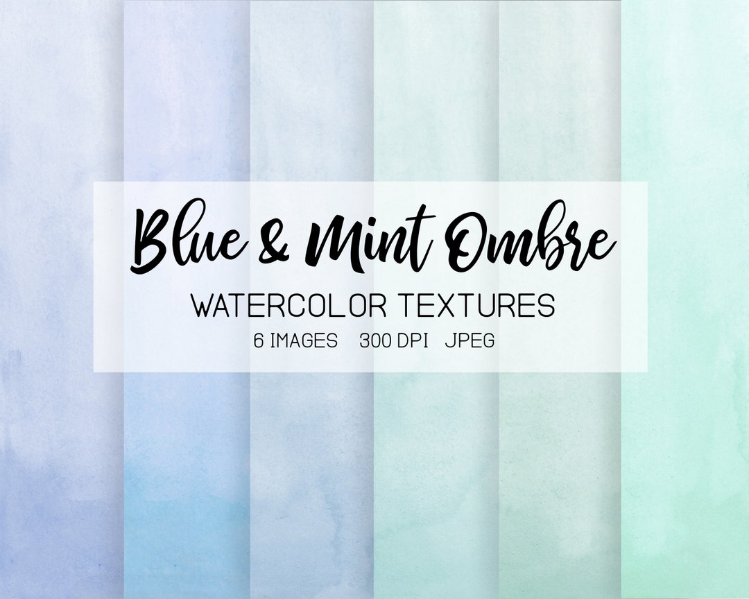Mint Watercolor Ombre Digital Paper. Handpainted Blue Green - Etsy