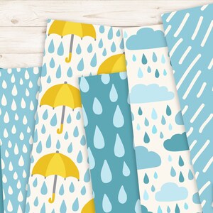 Rain Digital Paper. Raindrop, Umbrella, Could Patterns. Umbrellas ...