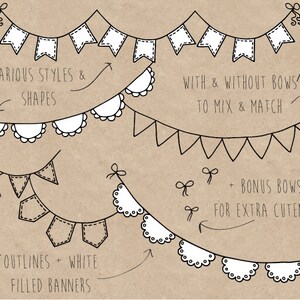 Doodle Bunting Banner Clipart. Hand Drawn Birthday Bunting. Party ...