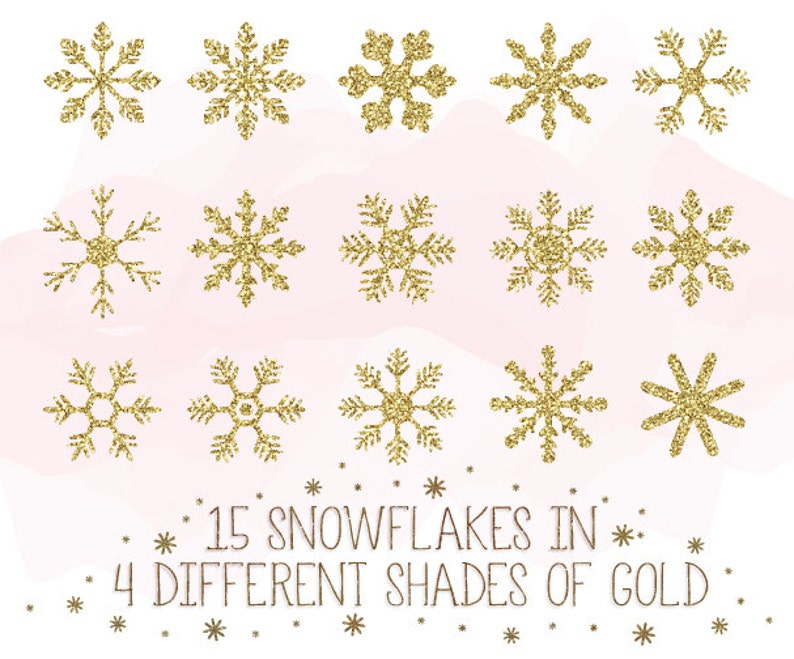Gold Glitter Snowflake Clipart. Sparkle Christmas Snowflakes. - Etsy