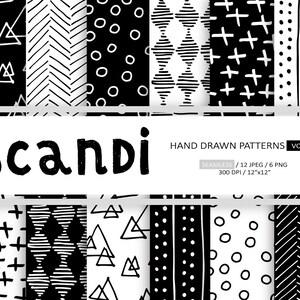 Hand Drawn Geometric Digital Paper. Minimalist Scandi, Nordic ...