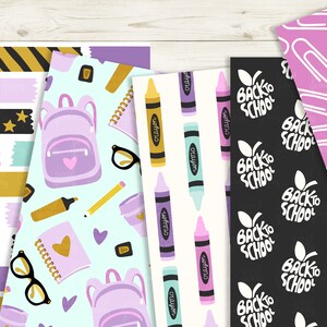 Back to School Digital Paper. Office Supplies, Student, Stationery ...
