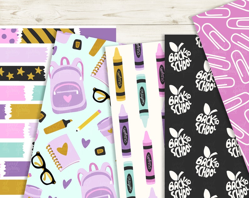 Back to School Digital Paper. Office Supplies Student - Etsy