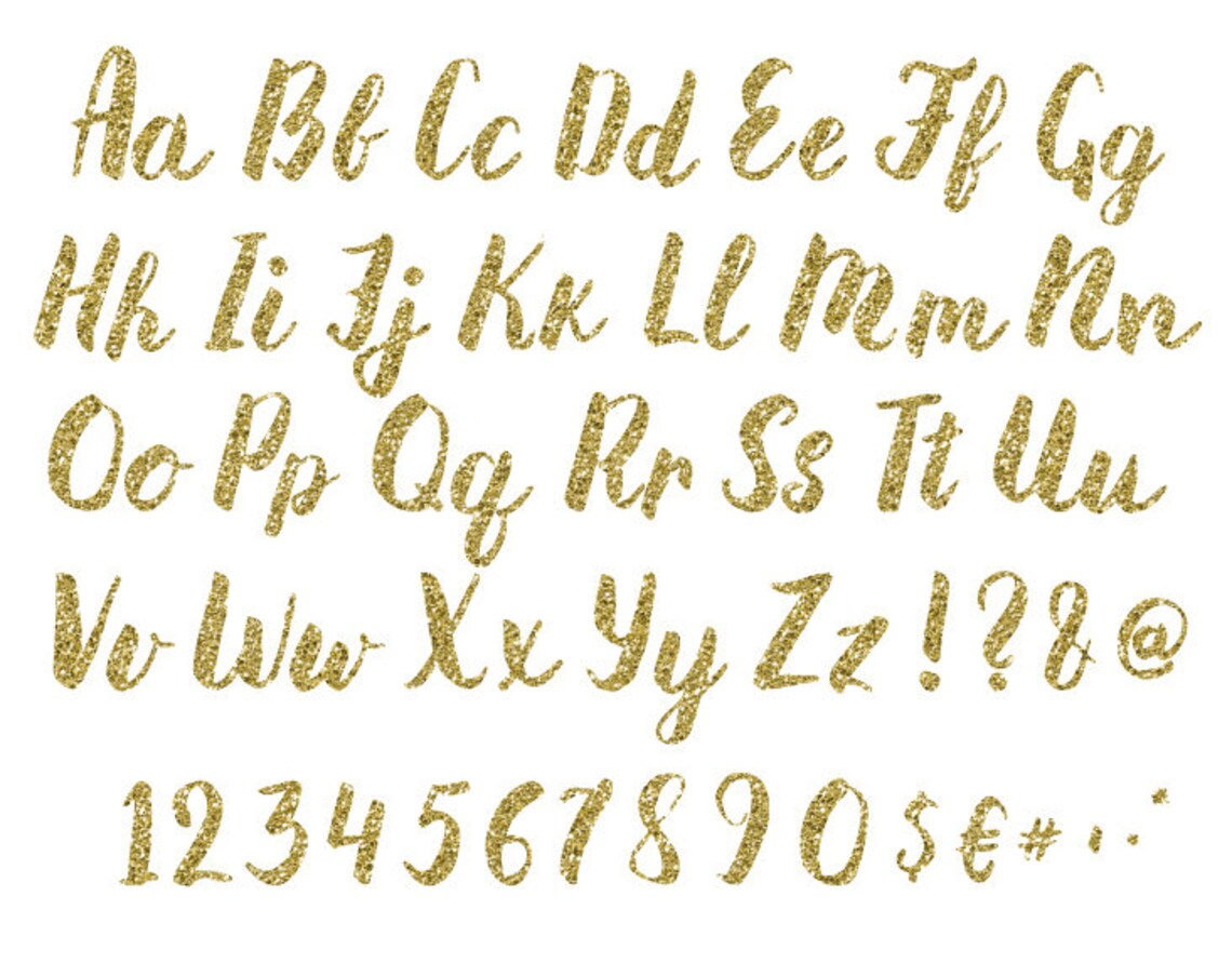Gold Glitter Alphabet Clipart. Sparkly Letters Numbers - Etsy