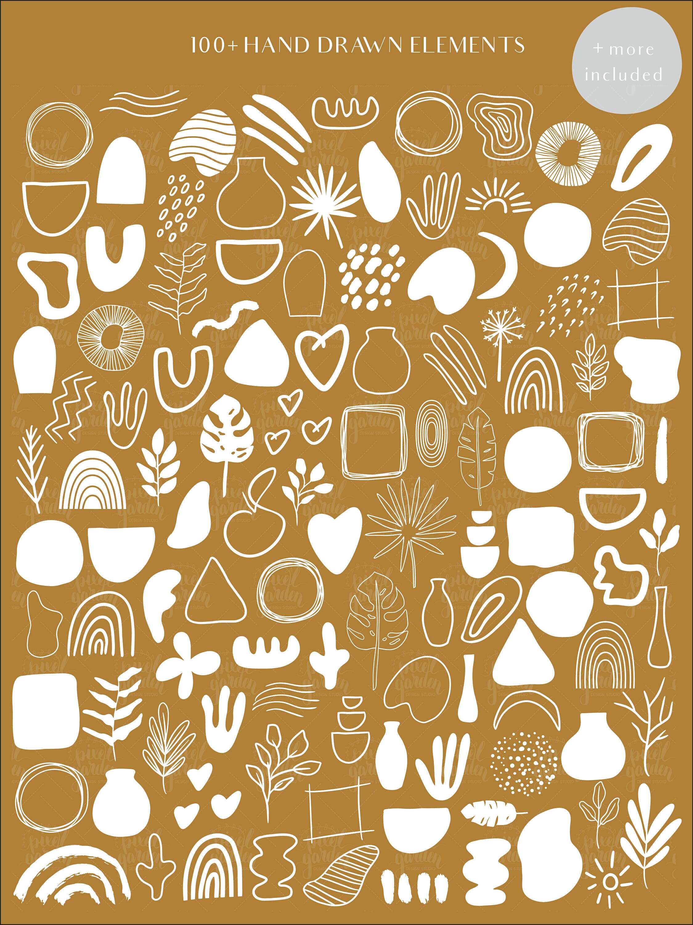 Abstract Boho Clip Art. Organic Abstract Collage Element Clipart ...