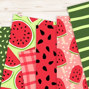 Watermelon Digital Paper. Summer Scrapbooking Paper. Seamless ...