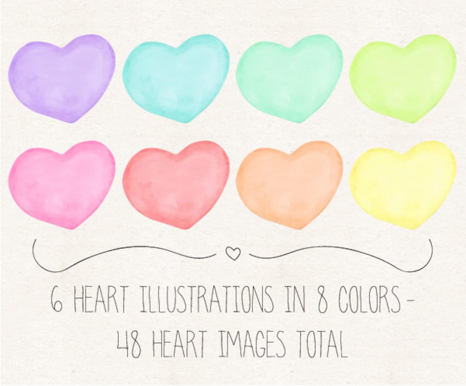 Watercolor Hearts Clipart. Hand Painted Heart Watercolour Clip | Etsy