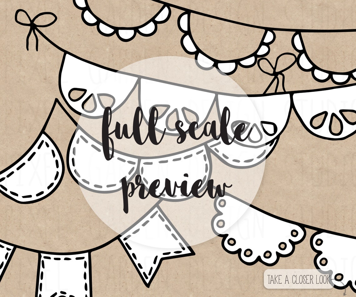 Doodle Bunting Banner Clipart. Hand Drawn Birthday Bunting. | Etsy