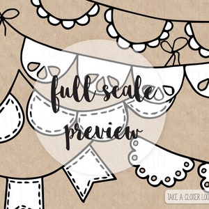 Doodle Bunting Banner Clipart. Hand Drawn Birthday Bunting. Party ...