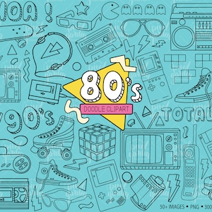 80s Doodle Clipart. Hand Drawn Eighties, Nineties Nostalgia Clip Art ...