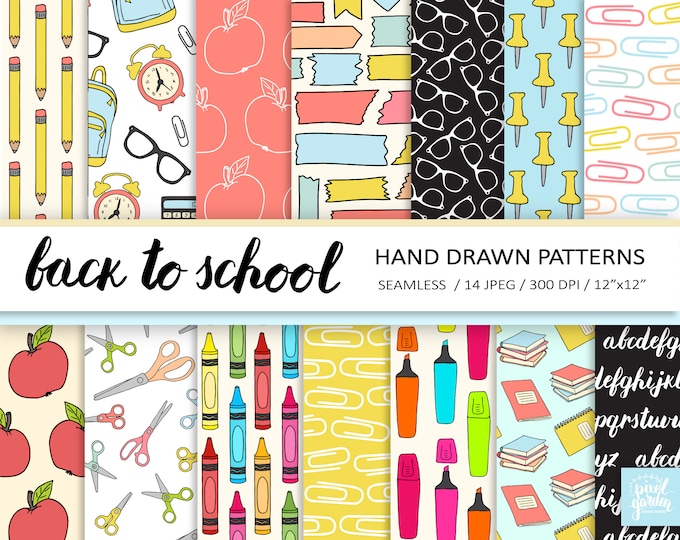 School Digital Paper. Doodle Back to School Background. Hand - Etsy