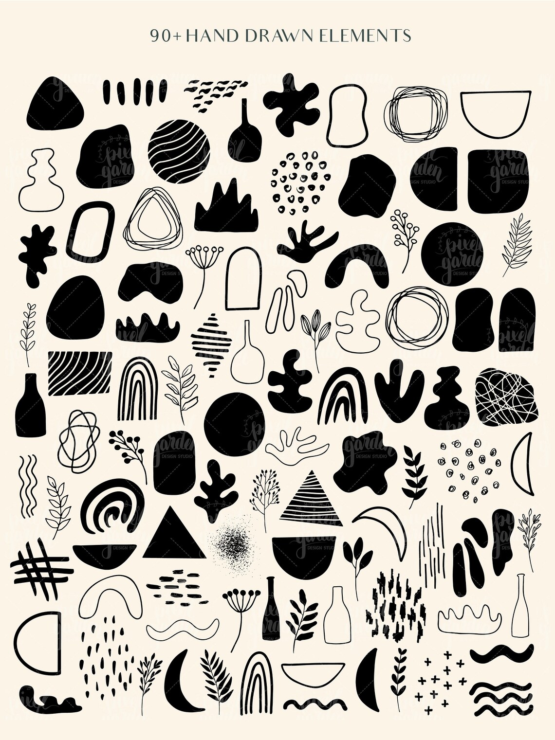 Abstract Boho Elements Clip Art. Organic Abstract Collage - Etsy