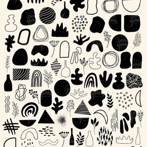 Abstract Boho Elements Clip Art. Organic Abstract Collage Clipart ...