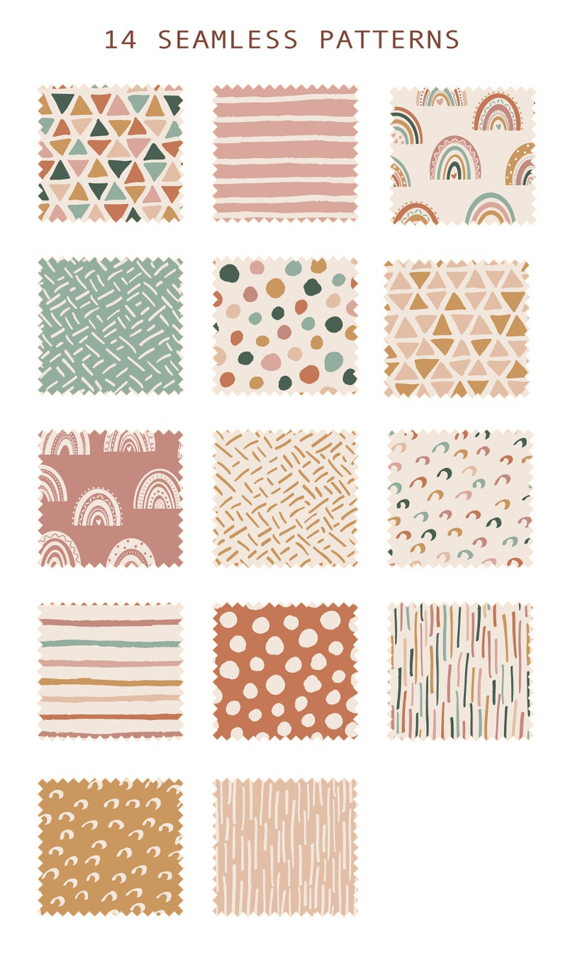 Boho Seamless Digital Paper. Boho Rainbow Scrapbook Paper. Polka Dot ...