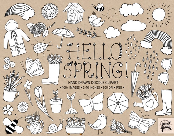 Spring Black And White Clipart
