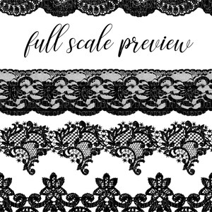 Black Lace Border Clip Art. Wedding Lace Clipart. Shabby, Rustic Lace ...