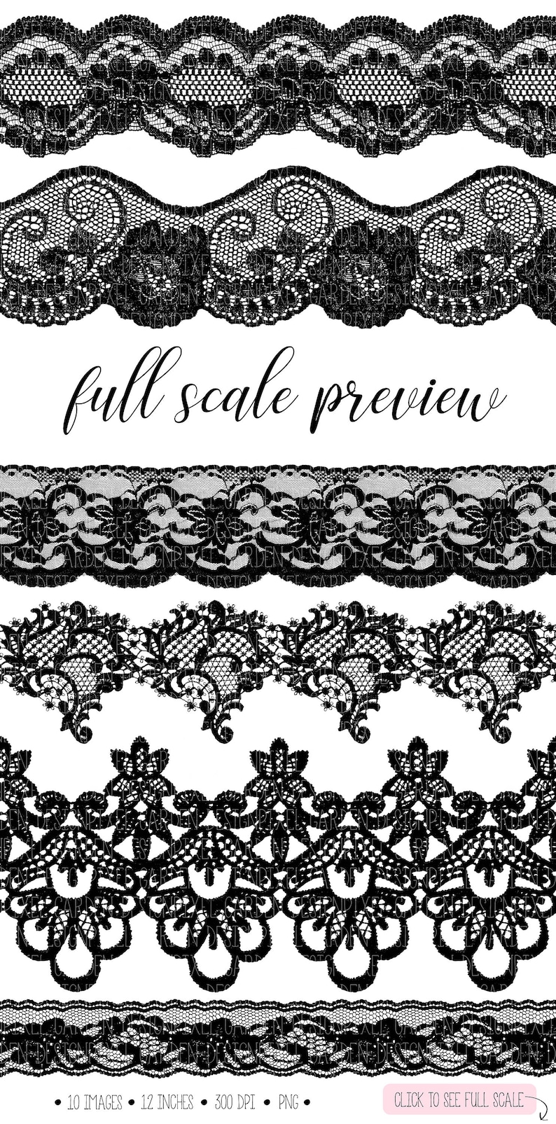 Black Lace Border Clip Art. Wedding Lace Clipart. Shabby - Etsy