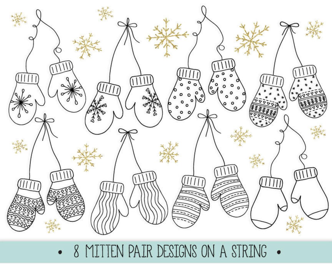 Christmas Clip Art. Hand Drawn Mittens Clipart. Scandinavian | Etsy