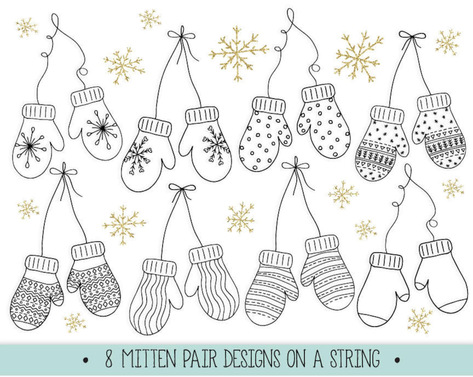 Christmas Clip Art. Hand Drawn Mittens Clipart. Scandinavian - Etsy