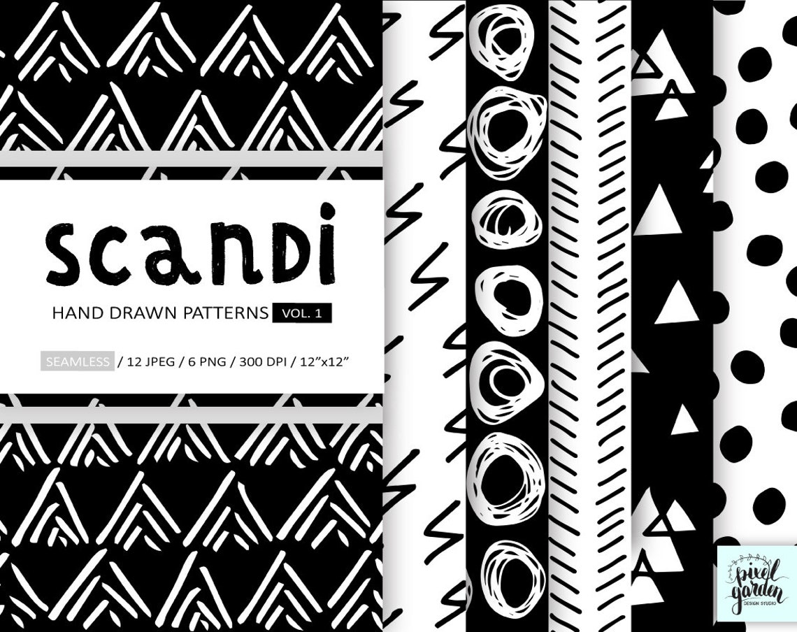 Scandinavian Digital Paper. Nordic Minimalist Doodle Pattern. - Etsy