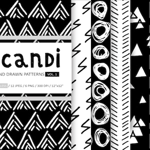 Scandinavian Digital Paper. Nordic Minimalist Doodle Pattern. Hand ...