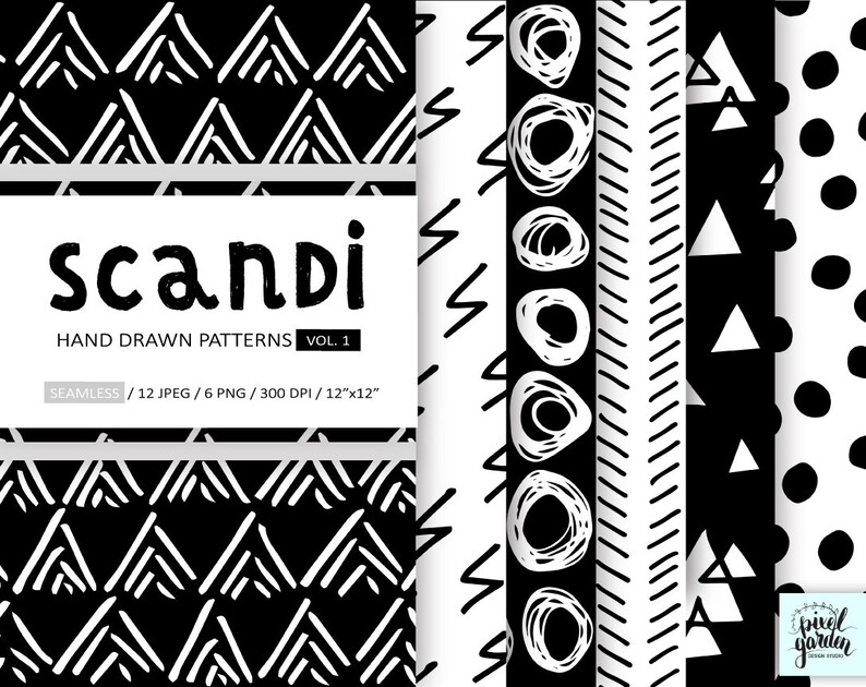 Scandinavian Digital Paper. Nordic Minimalist Doodle Pattern. - Etsy