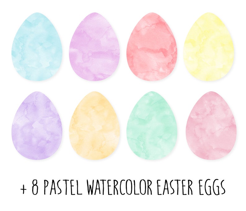 Pastel Easter Egg Clipart. Watercolor Easter Eggs. Pink Mint - Etsy