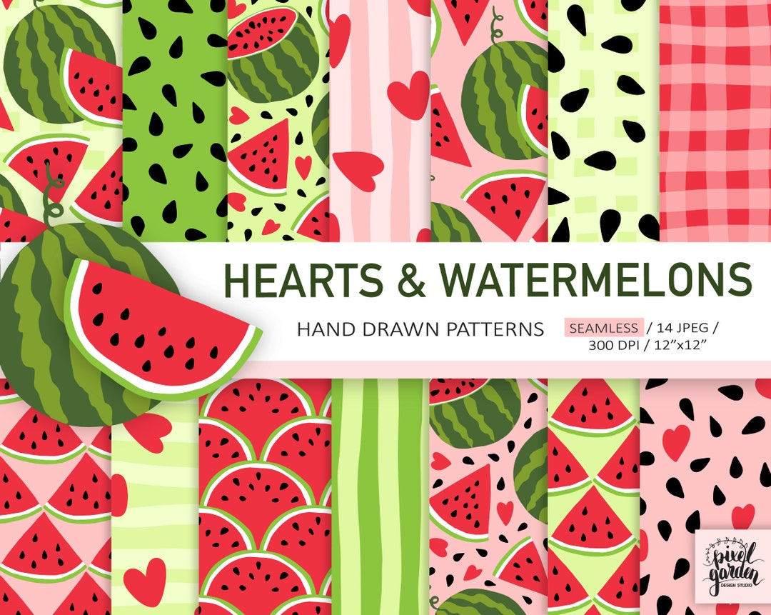 Watermelon Digital Paper. Summer Scrapbooking Paper. Seamless ...