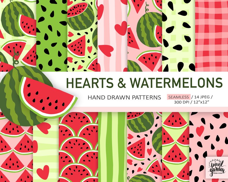 Watermelon Digital Paper. Summer Scrapbooking Paper. Seamless - Etsy