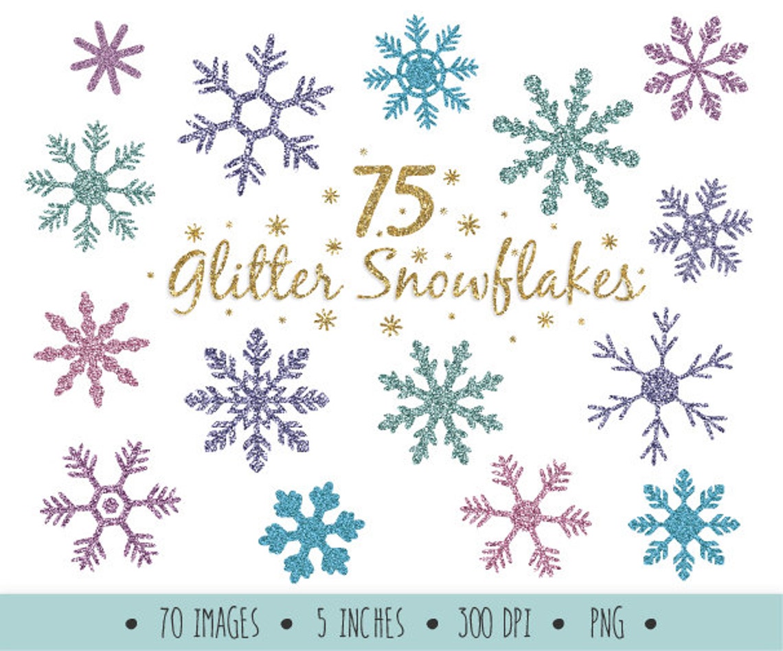 Glitter Snowflake Clip Art. Sparkle Christmas Snowflakes. - Etsy