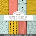 Mint Doodle Digital Papers. Hand Drawn Coral and Mint Patterns. Hand ...