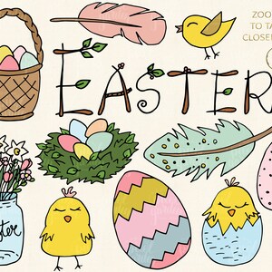 Easter Clipart. Hand Drawn Easter Egg Clip Art. Spring Clipart. Easter ...