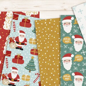 Christmas Digital Paper. Seamless Santa Claus, Chistmas Tree Patterns ...