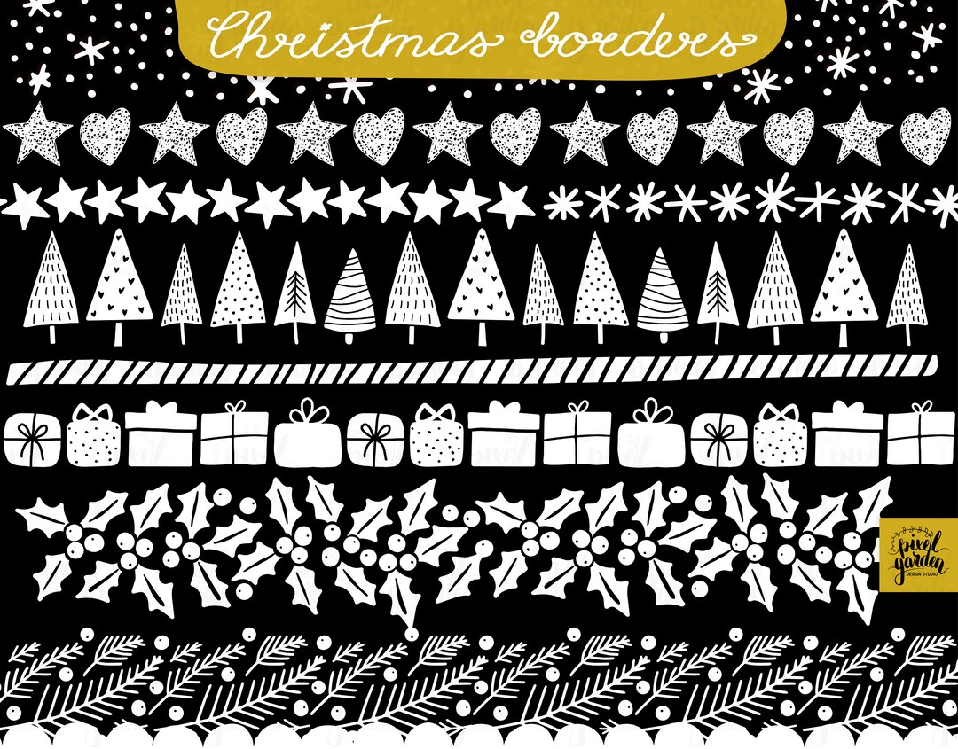 Christmas Borders Clip Art. Scandi, Nordic Digital Ribbon Clipart ...