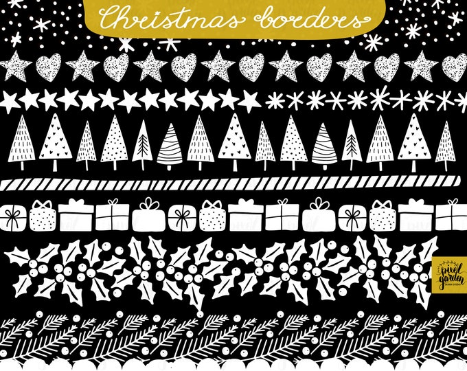 Christmas Borders Clip Art. Scandi Nordic Digital Ribbon - Etsy