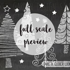 Chalk Christmas Tree Clipart. Hand Drawn Chalkboard Christmas Doodles ...