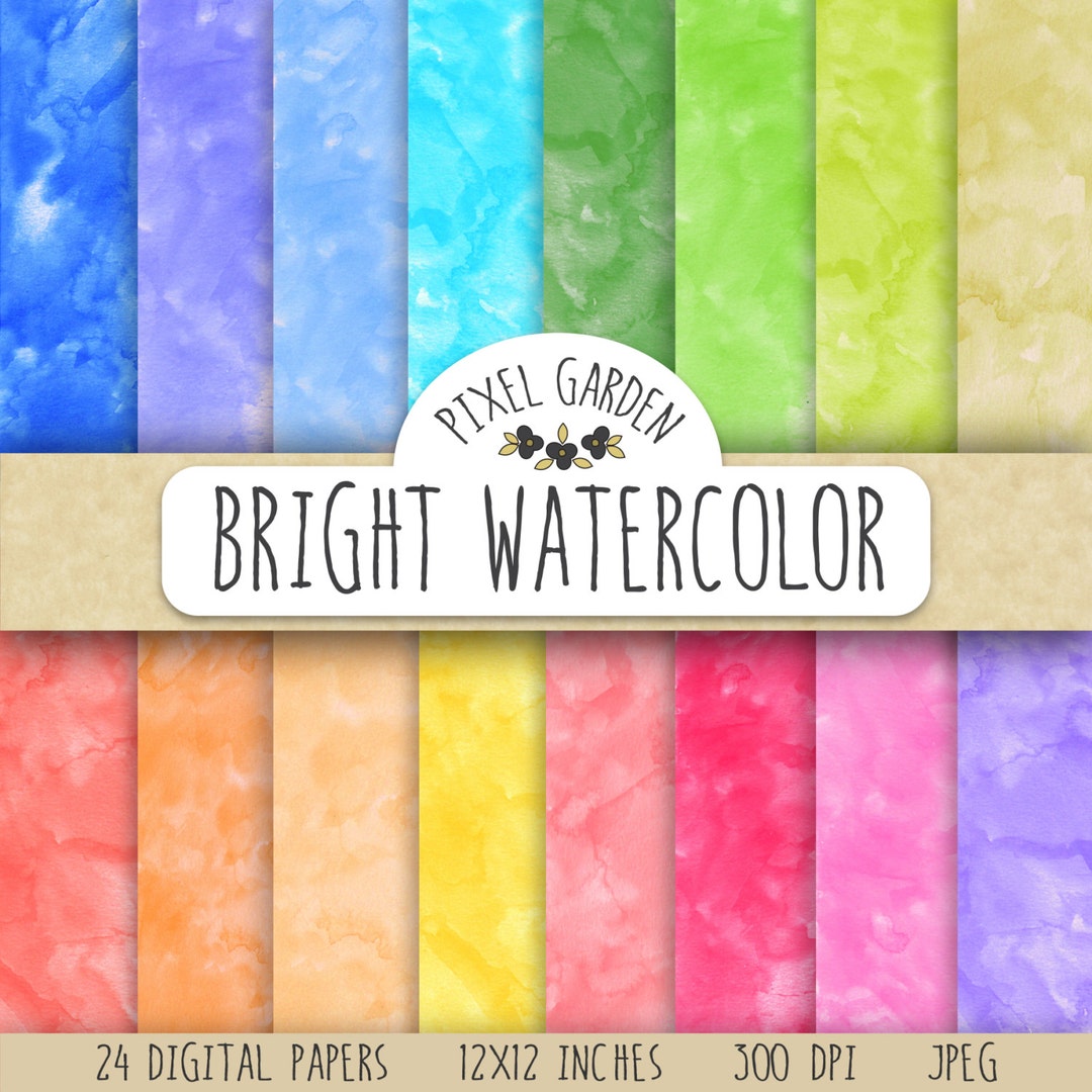 Watercolor Digital Paper. Hand Painted Digital Watercolors. Rainbow ...
